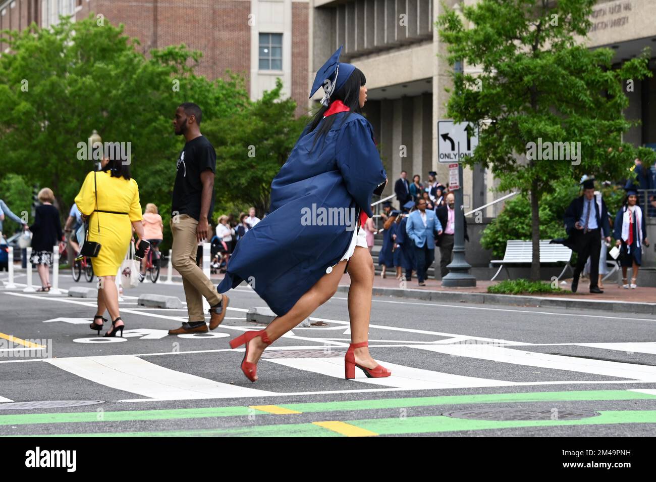 George Washington University college student in traditional robe and ...