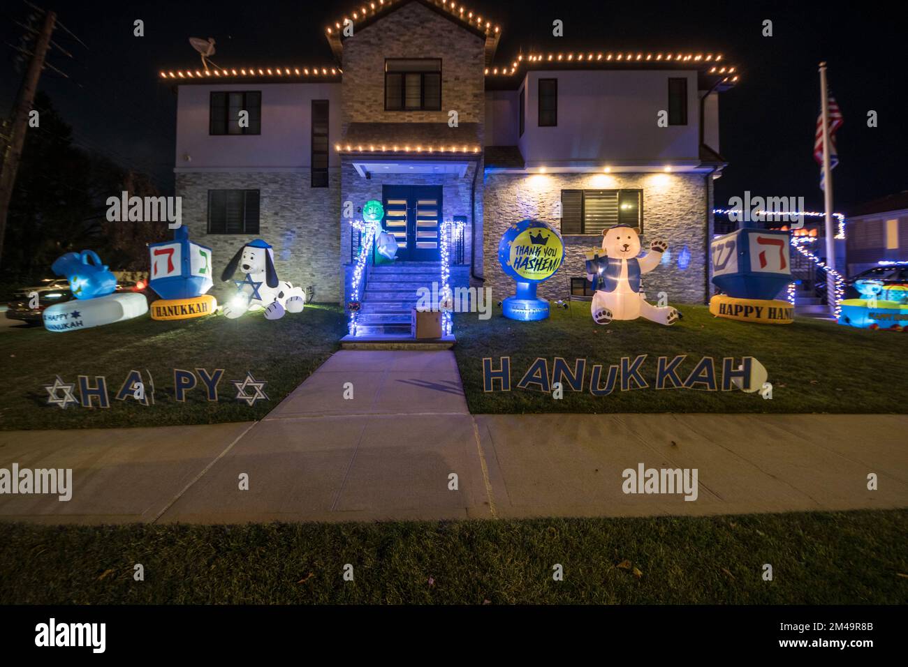 Decorations outside a Jewish home in Staten Island, New York ...