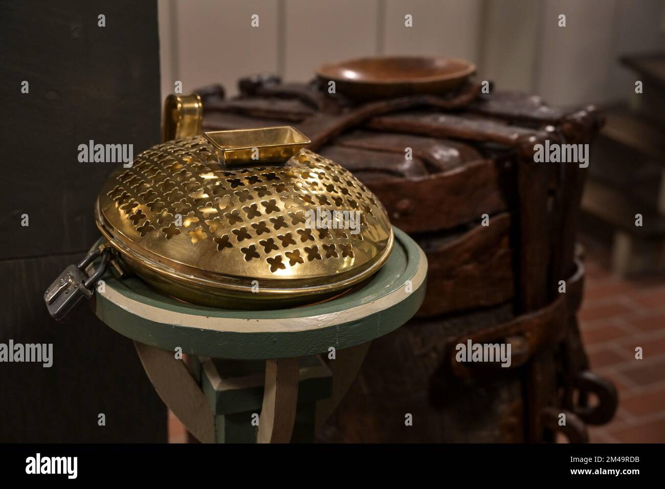 Iron offertory box in a church hi-res stock photography and images - Alamy