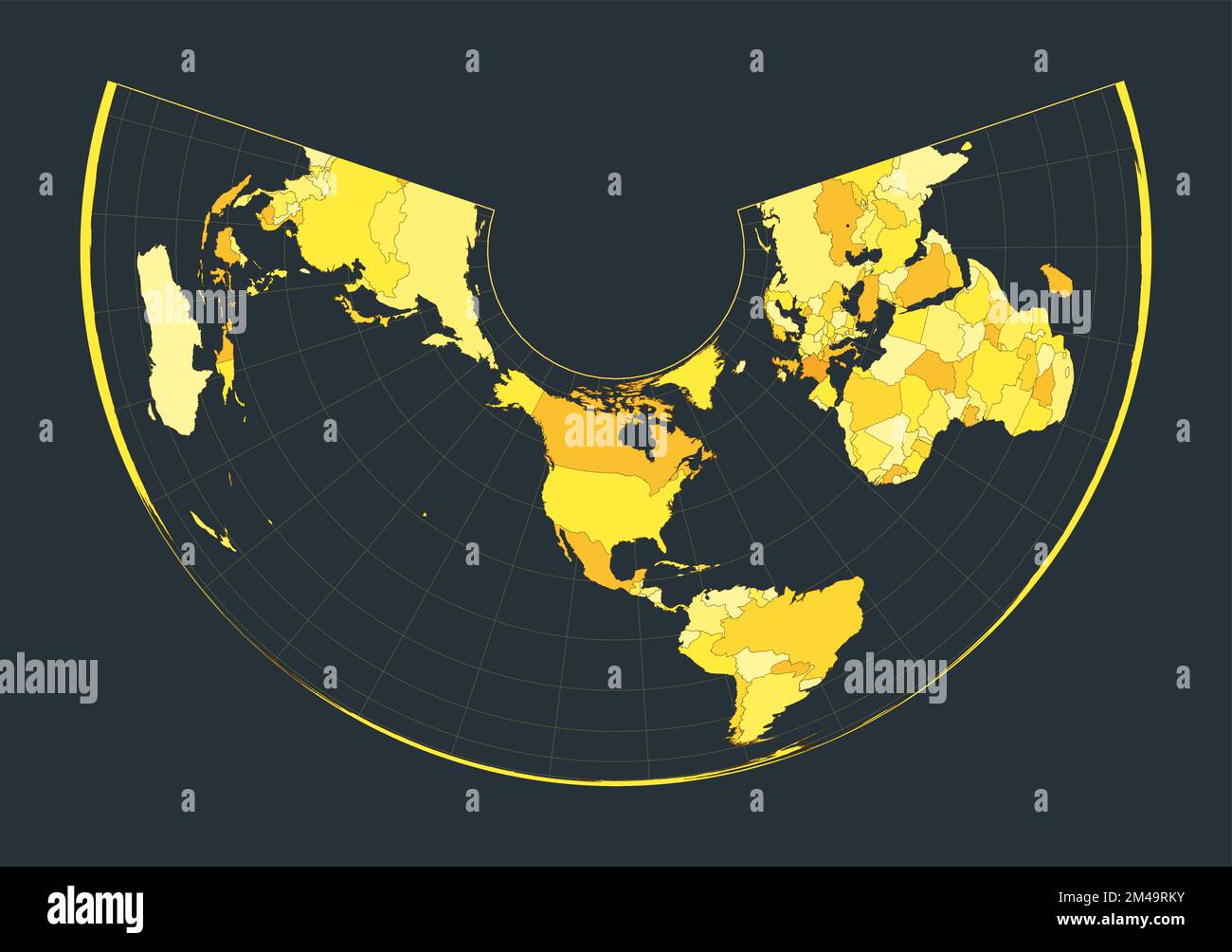 World Map. Albers equal-area conic projection. Futuristic world ...