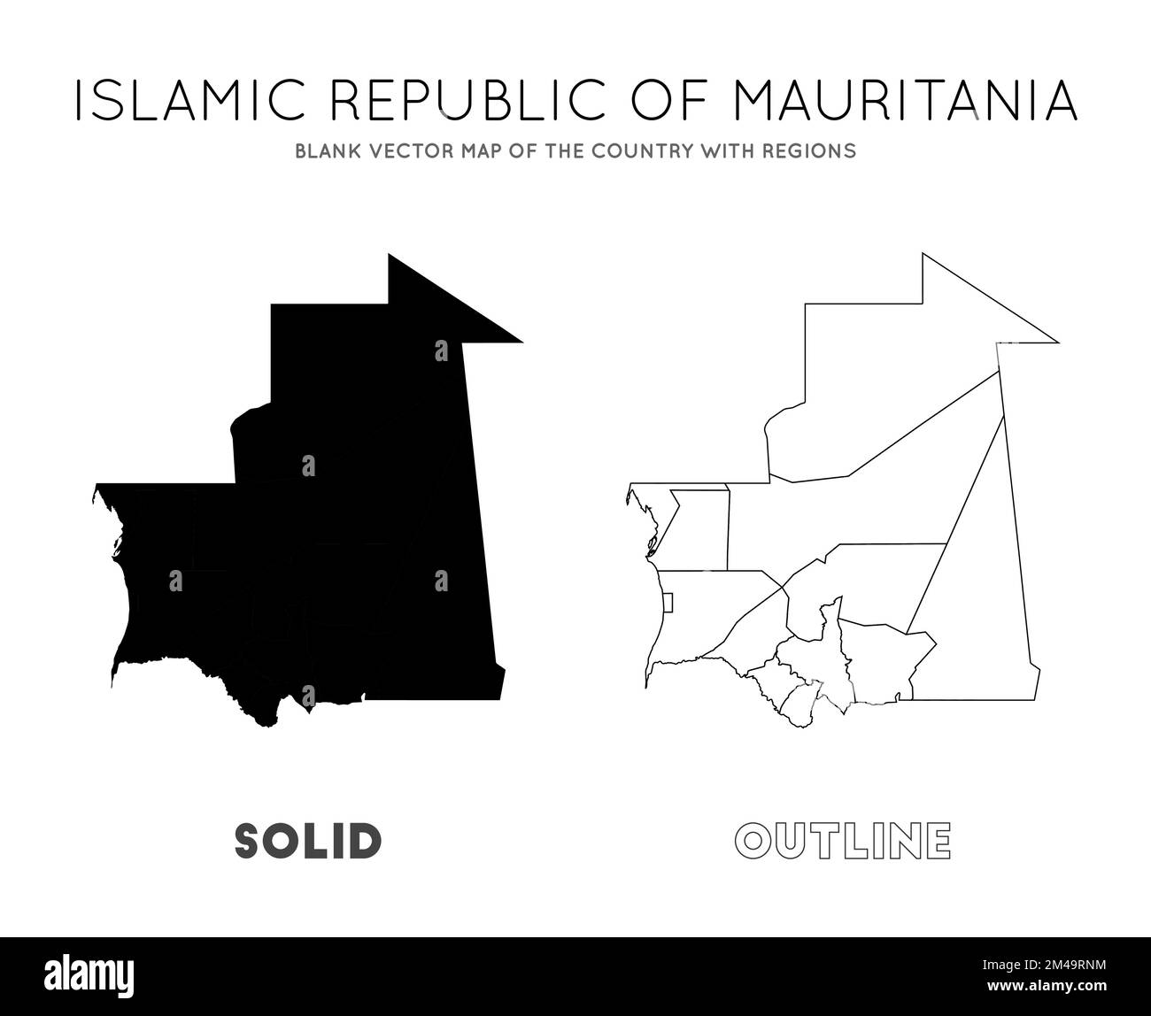 Mauritania map. Blank vector map of the Country with regions. Borders ... Mauritania map. Blank vector map of the Country with regions. Borders ...