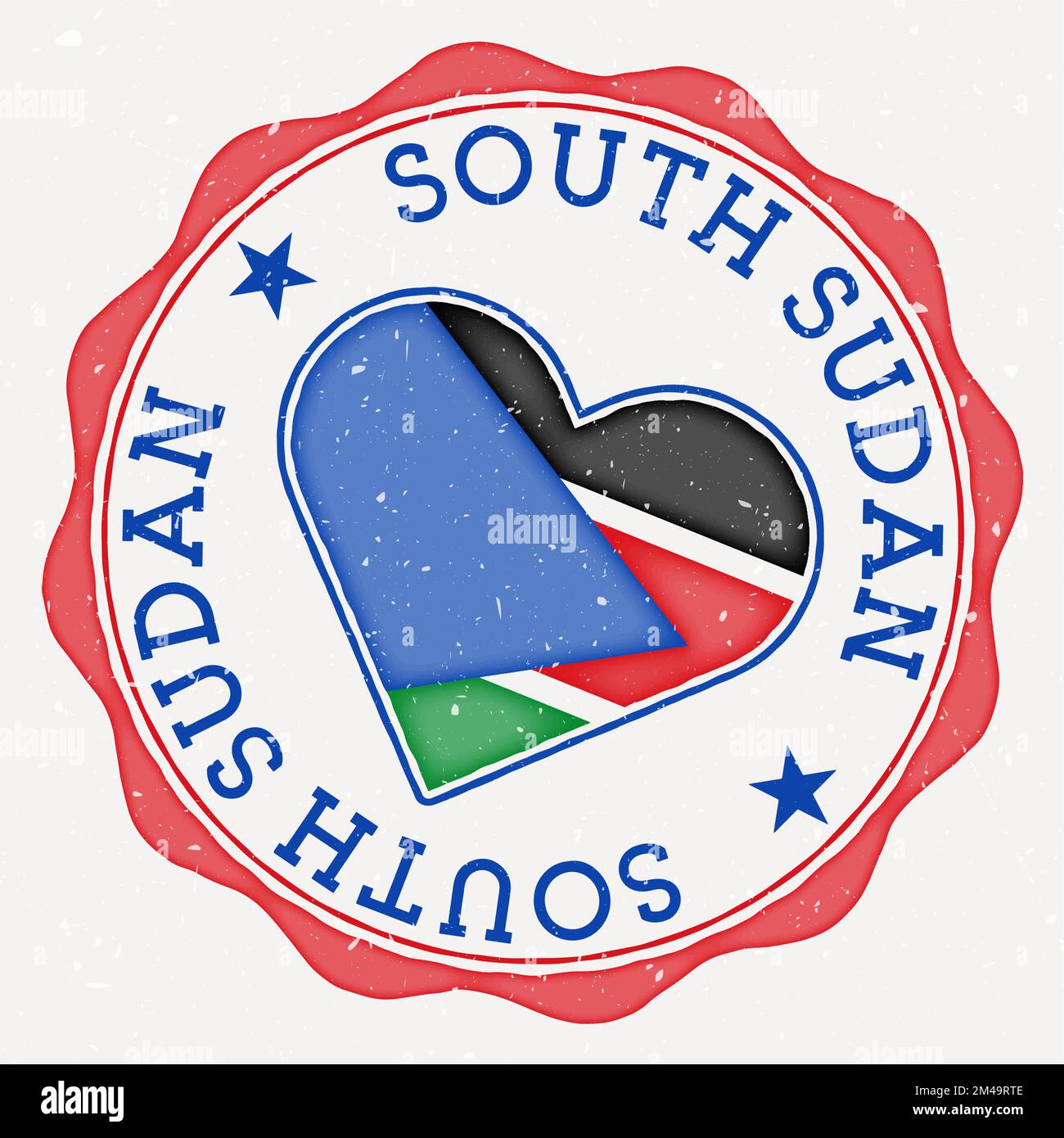 South Sudan heart flag logo. Country name text around South Sudan flag ...