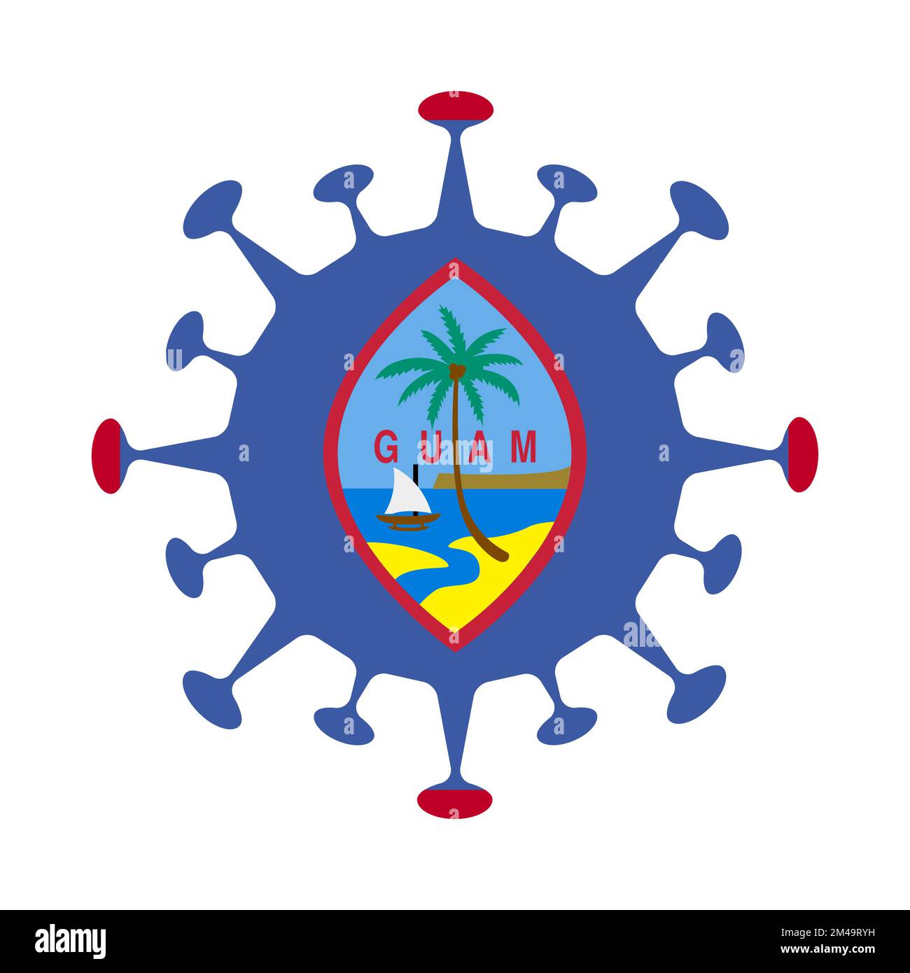 Flag of Guam in virus shape. Country sign. Vector illustration Stock ...