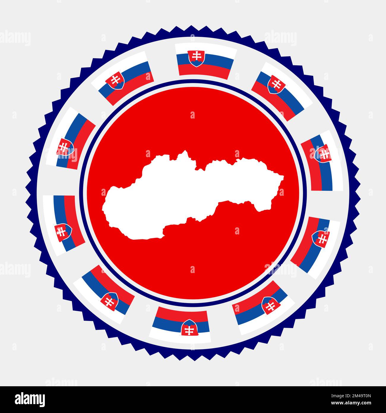 Slovakia flat stamp. Round logo with map and flag of Slovakia. Vector ...