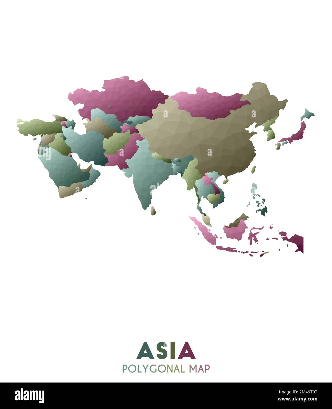 Asia Map. actual low poly style continent map. Energetic vector ...