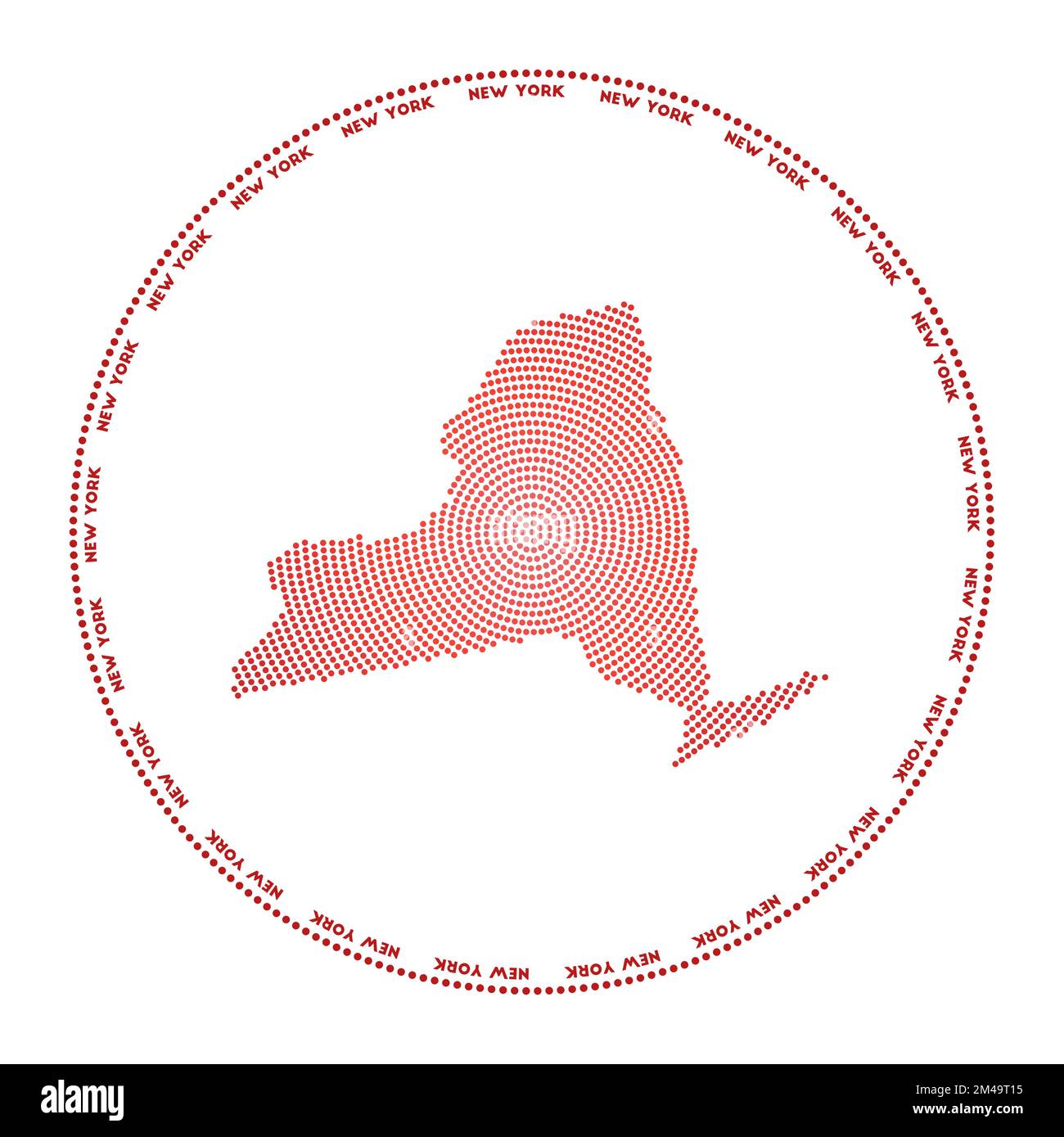 New York round logo. Digital style shape of New York in dotted circle ...