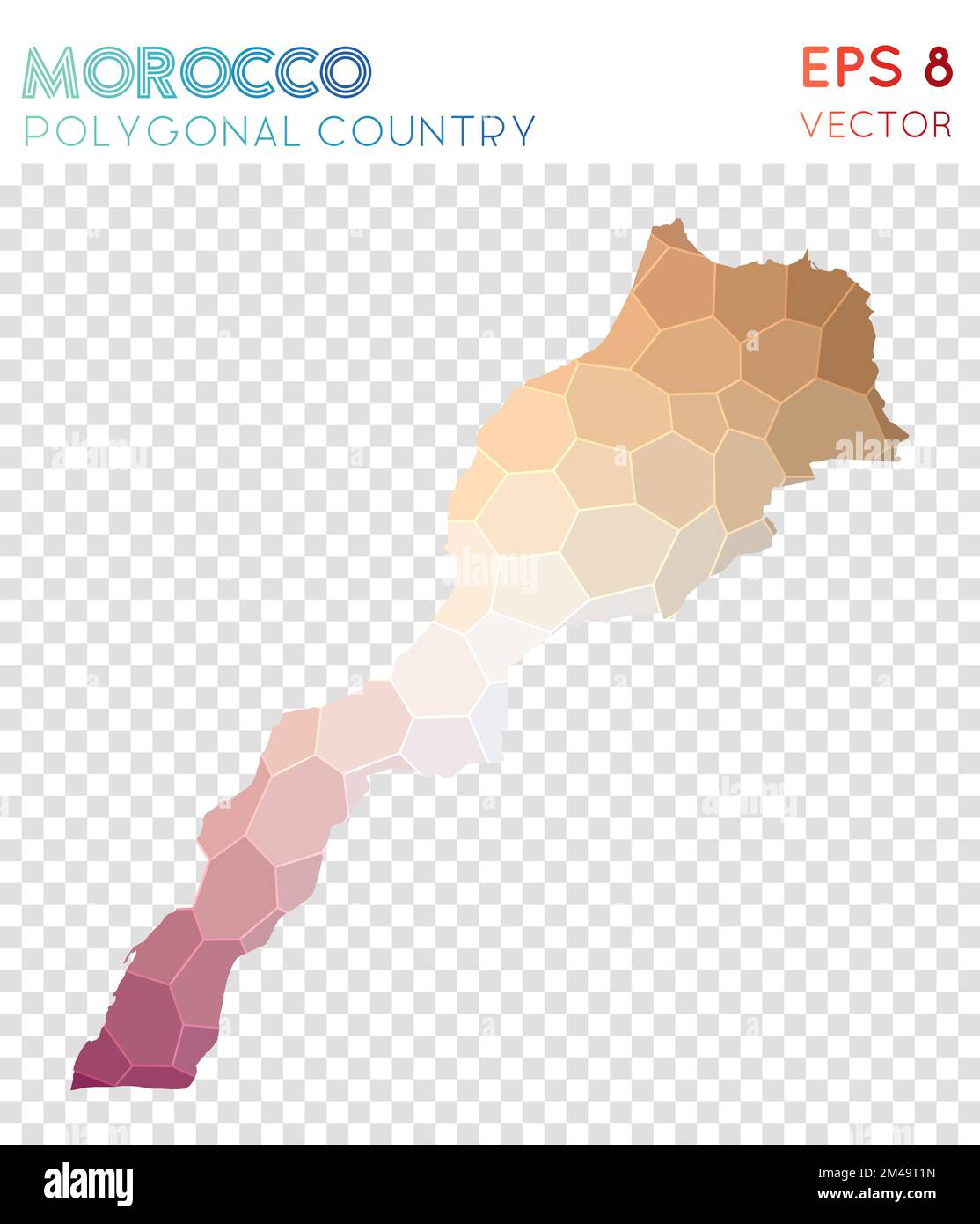 Morocco polygonal map, mosaic style country. Rare low poly style ...