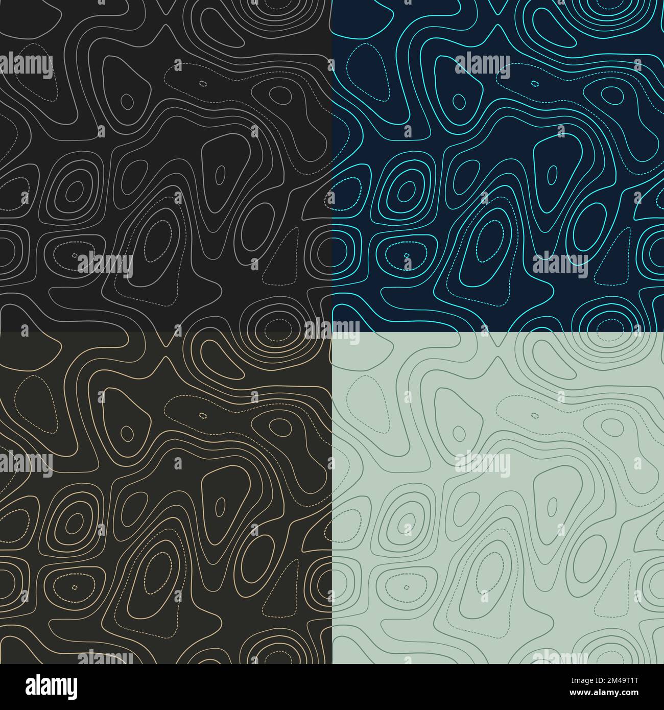 Topography patterns. Seamless elevation map tiles. Attractive isoline ...