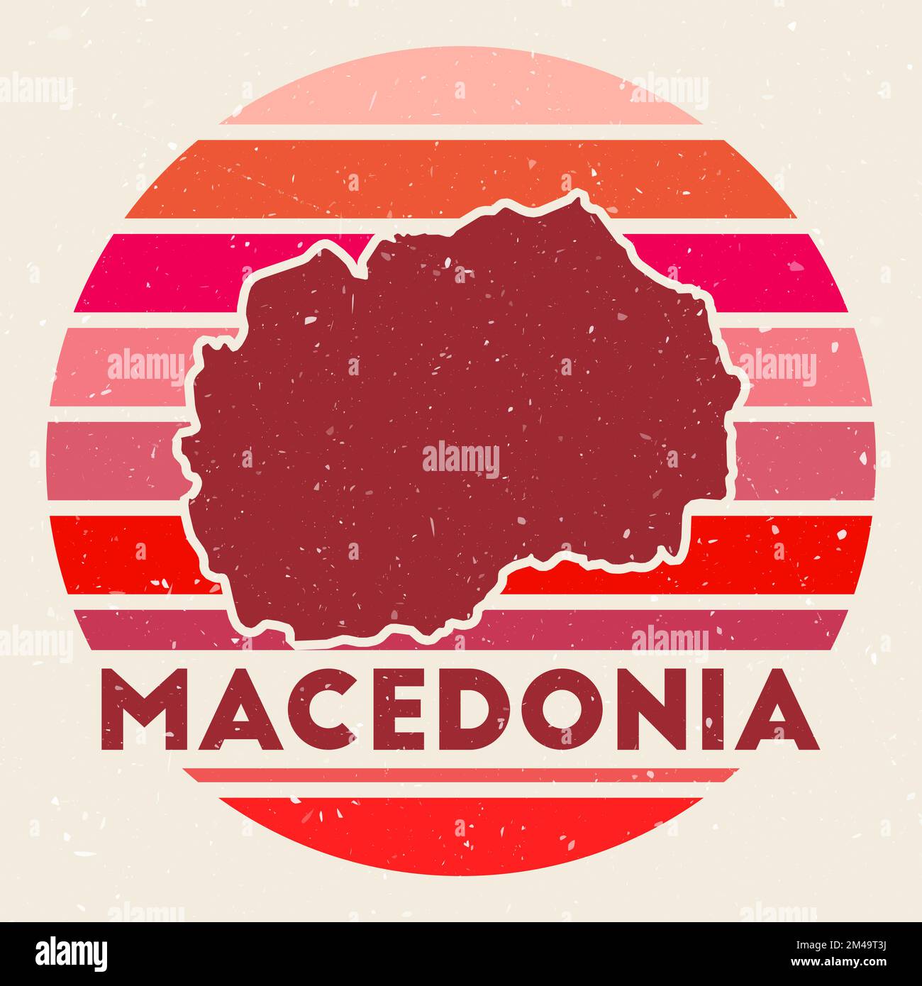 Macedonia logo. Sign with the map of the country and colored stripes ...