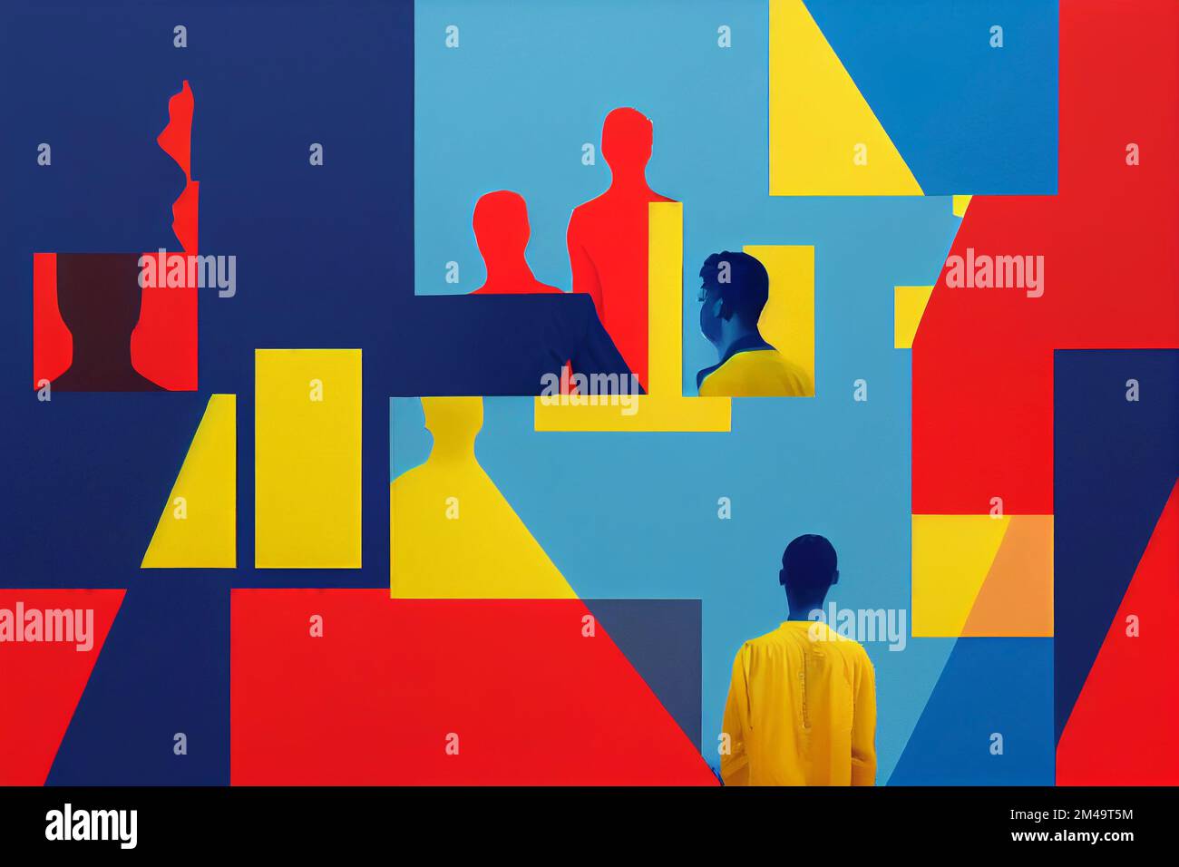 Colorful abstract neoplasticism and cubism art style with abstract ...