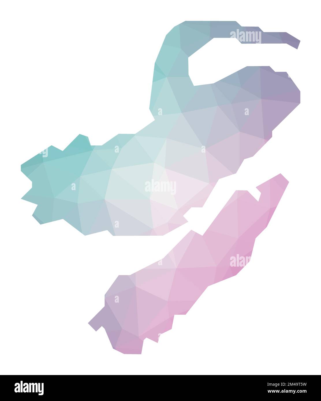 Polygonal map of Nusa Lembongan. Geometric illustration of the island ...