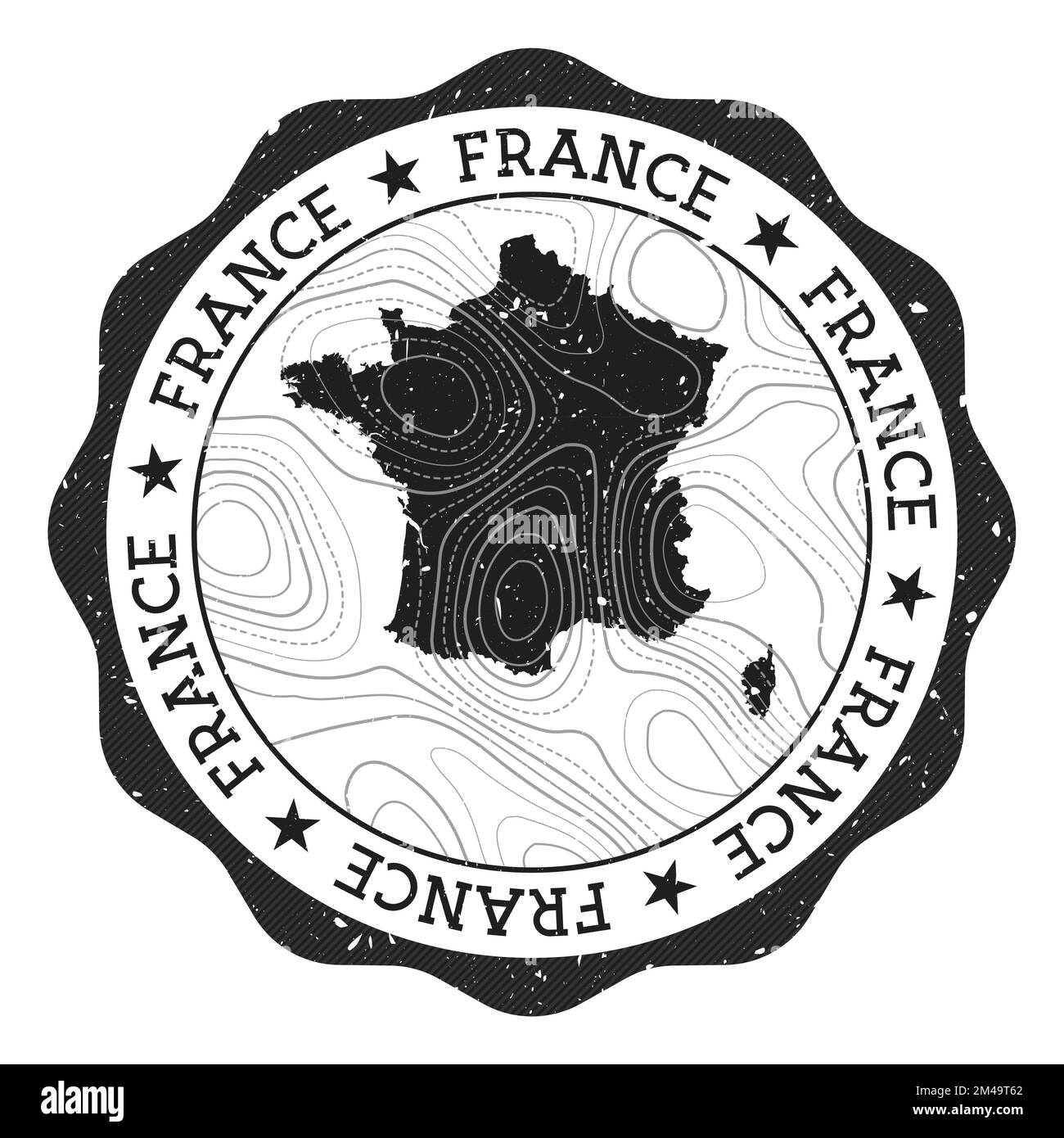France outdoor stamp. Round sticker with map of country with ...