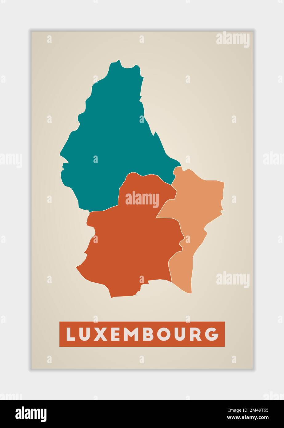 Luxembourg poster. Map of the country with colorful regions. Shape of ...