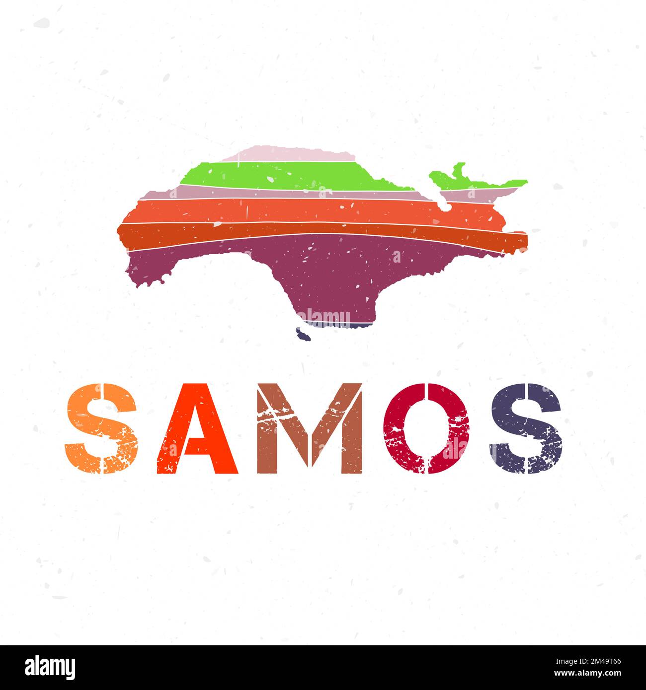 Samos map design. Shape of the island with beautiful geometric waves ...