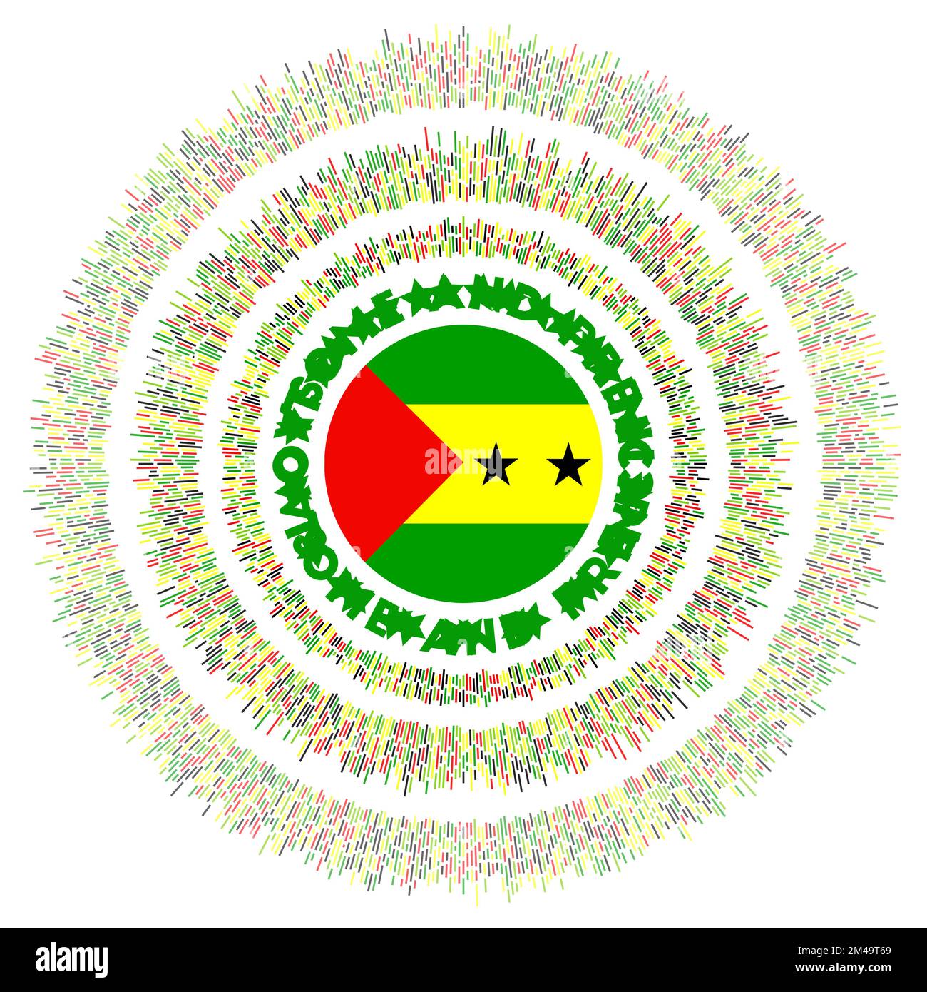 Sao Tome and Principe symbol. Radiant country flag with colorful rays ...