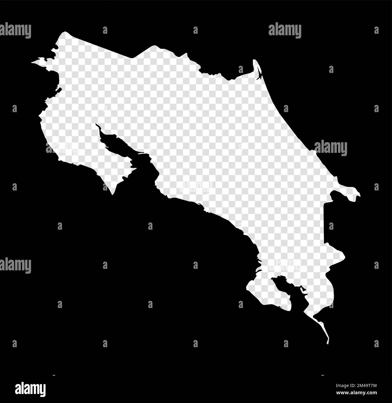 Stencil map of Costa Rica. Simple and minimal transparent map of Costa ...