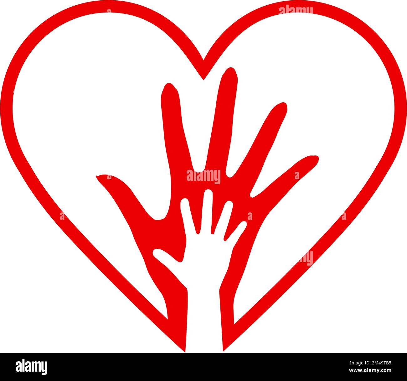 Two Hands in the Heart Icon as Orphan Children Adoption Metaphor ...