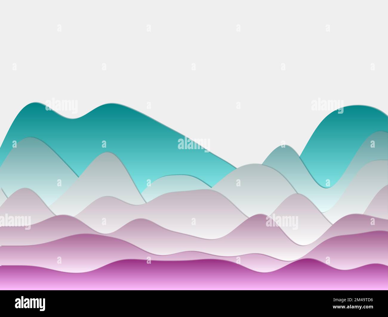 Abstract mountains background. Curved layers in teal and purple colors ...
