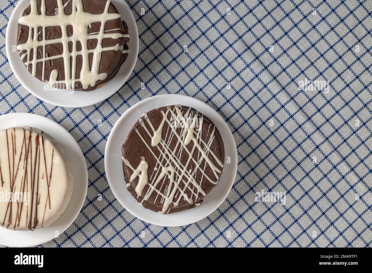 Top view of alfajores, typical candy in Argentina, with copy space ...