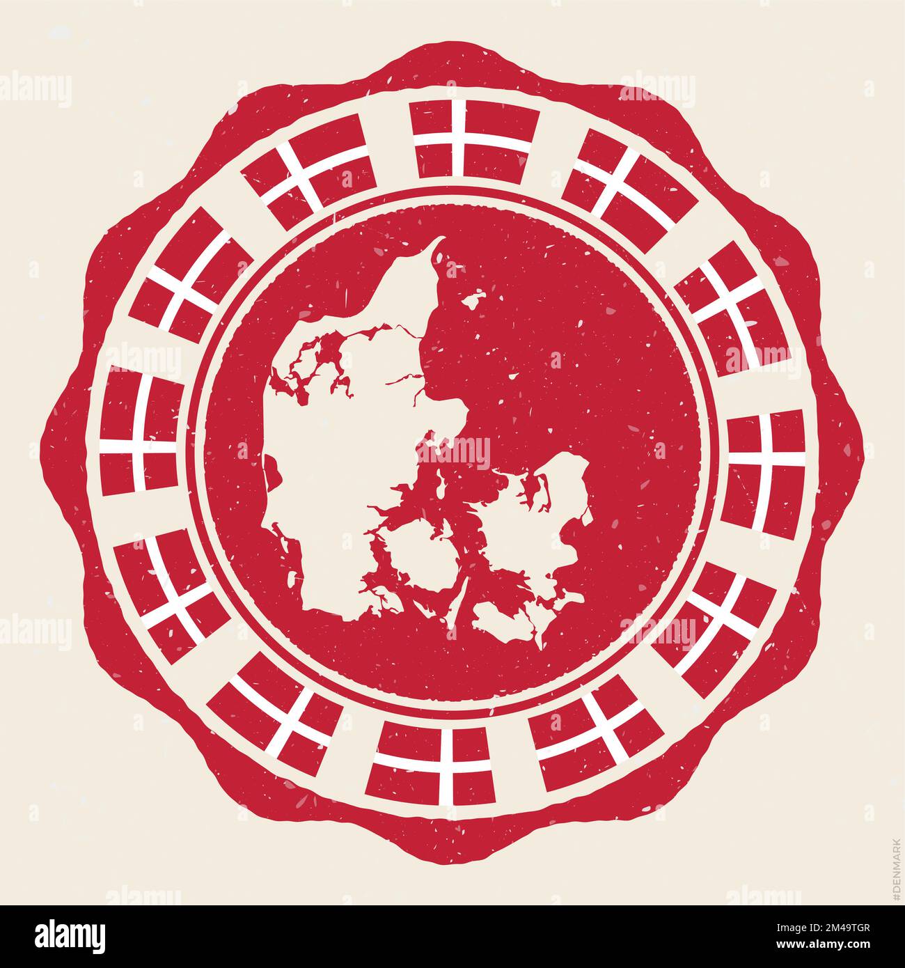 Denmark vintage sign. Grunge round logo with map and flags of Denmark ...