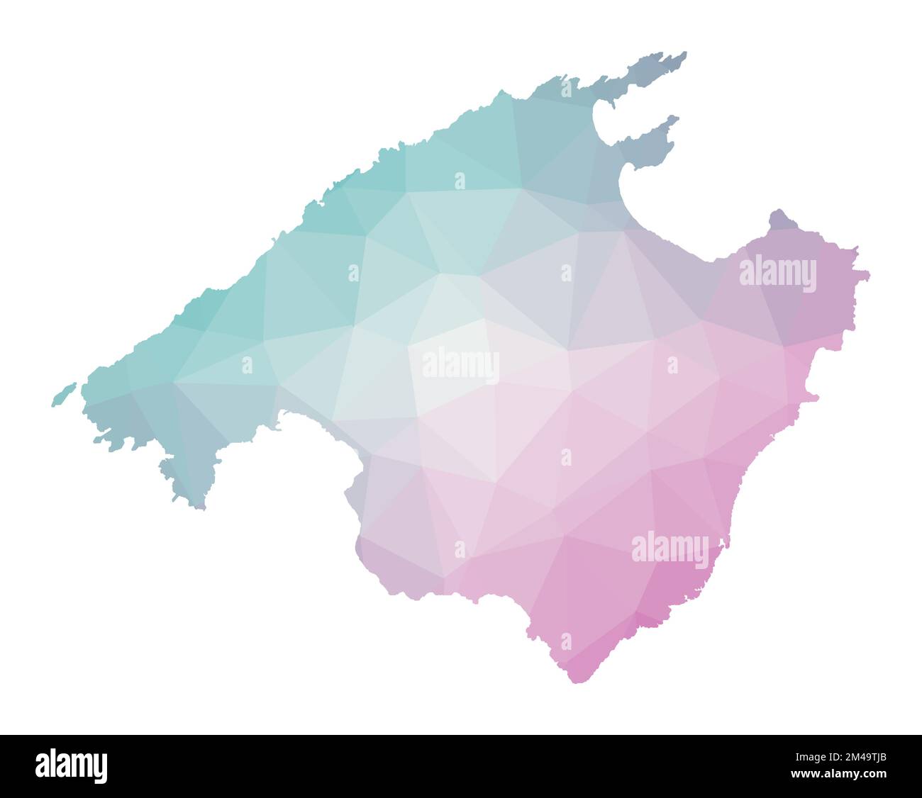 Polygonal map of Majorca. Geometric illustration of the island in ...