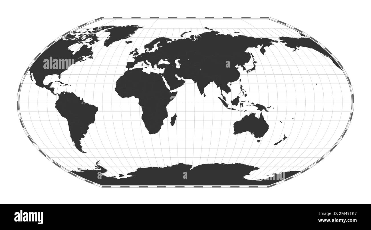 Vector world map. Wagner VI projection. Plain world geographical map ...