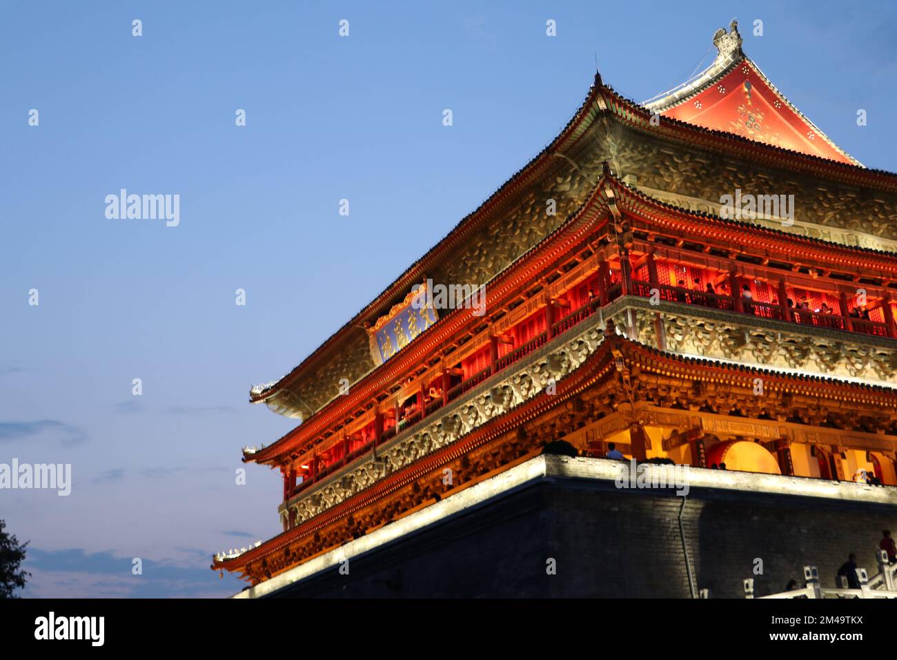 The ancient traditional city tower of Xi'an, China at night Stock Photo ...