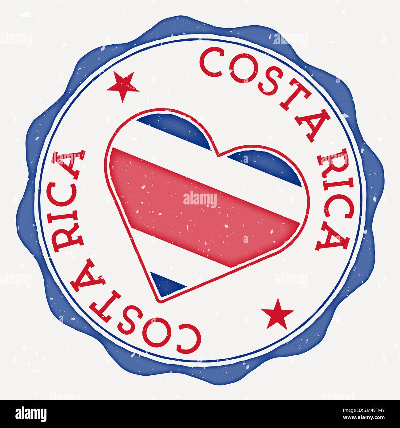 Costa Rica heart flag logo. Country name text around Costa Rica flag in ...