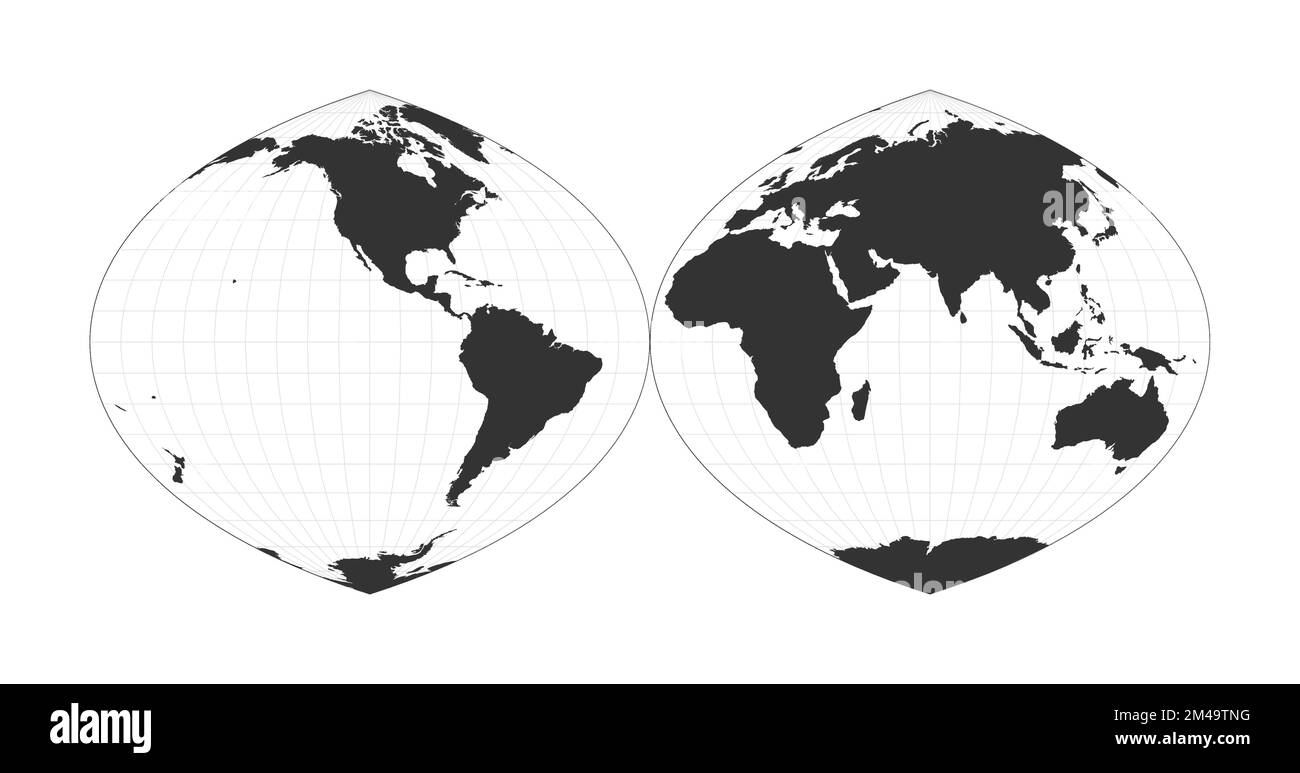 Map of the World. Quartic authalic projection interrupted into two ...