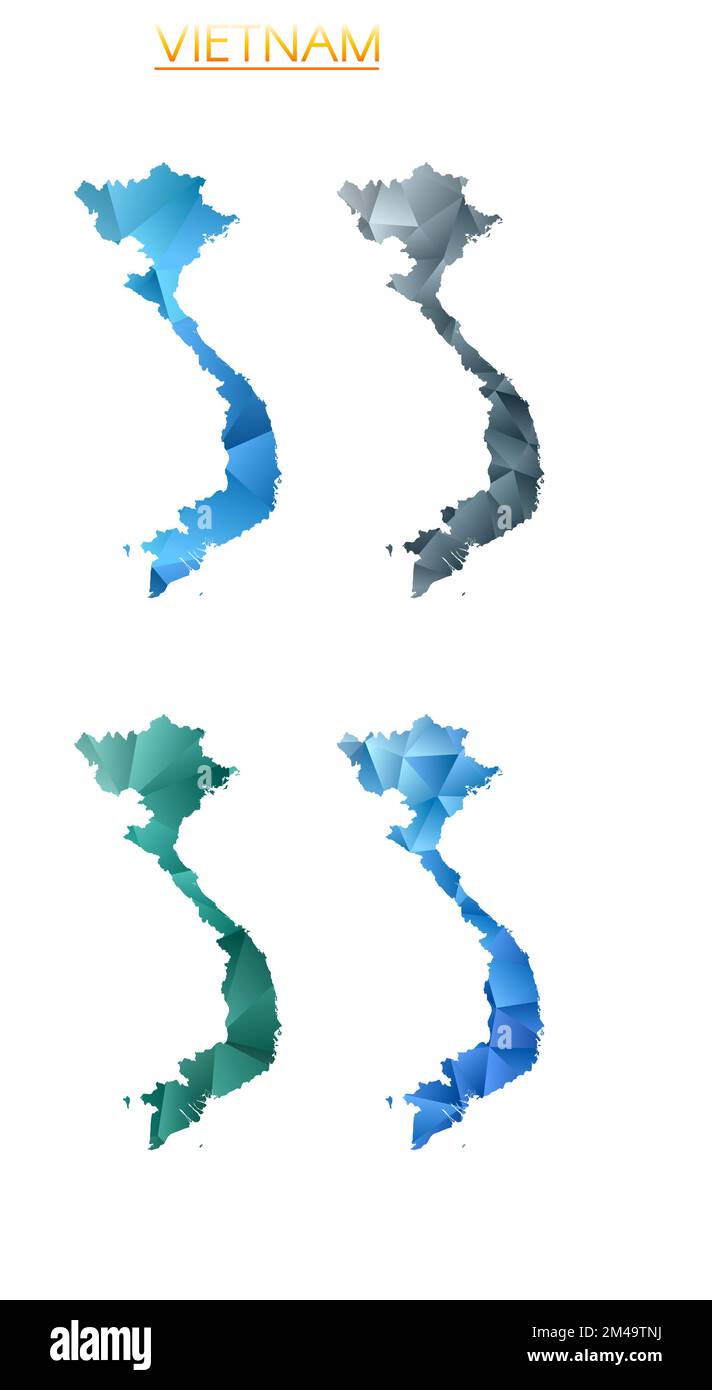 Set of vector polygonal maps of Vietnam. Bright gradient map of country ...