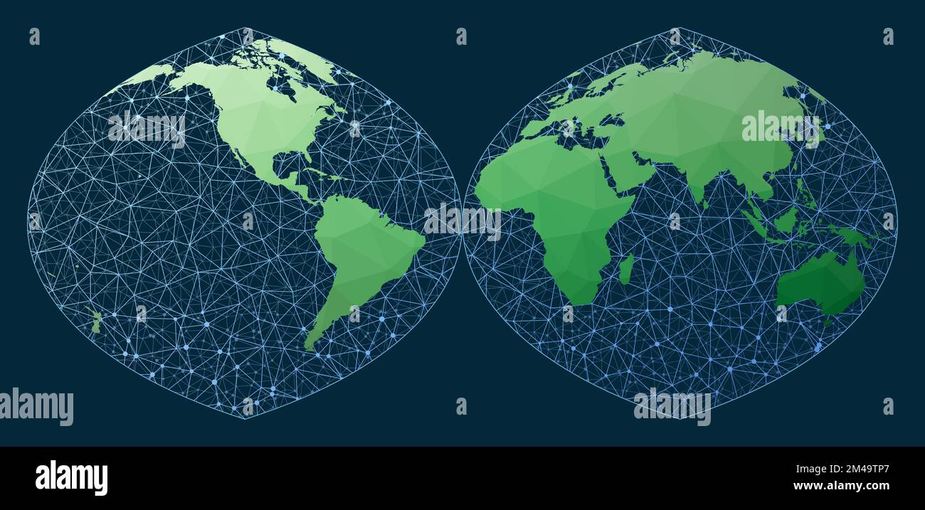 Network map of the world. Interrupted Quartic Authalic projection ...