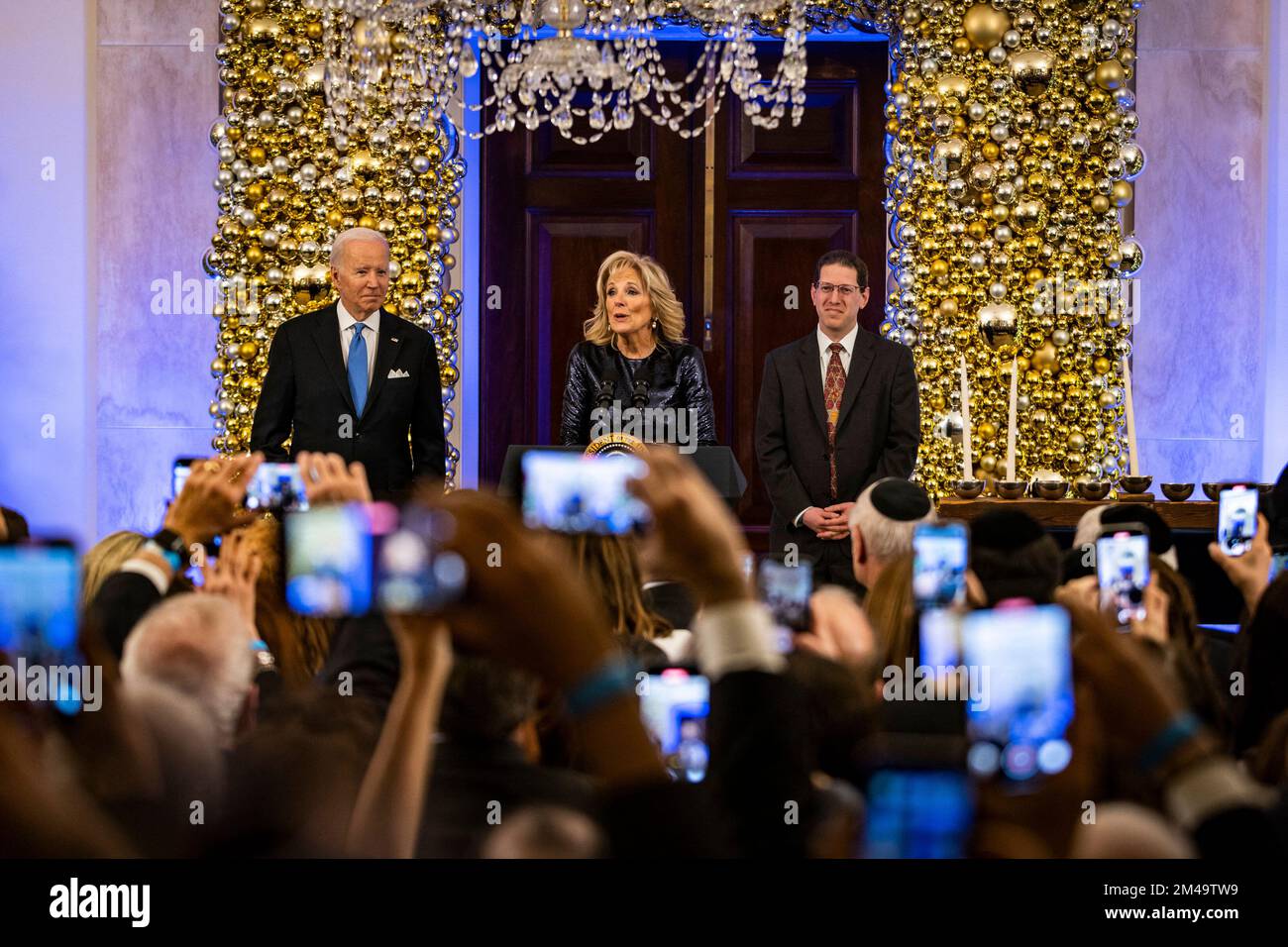 First Lady Jill Biden speaks alongside US President Joe Biden and Rabbi ...