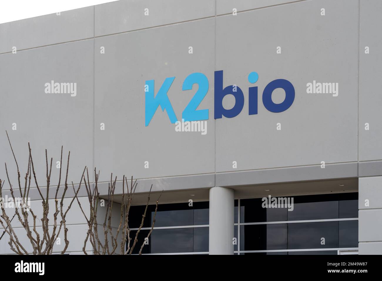 Houston, TX, USA - March 6, 2022: Close up of K2 Biolabs sign on the ...