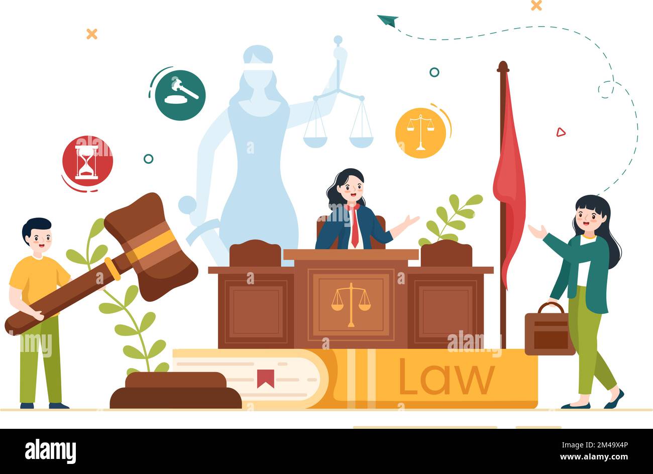 Law Firm Services with Justice, Legal Advice, Judgement and Lawyer Consultant in Flat Cartoon ...