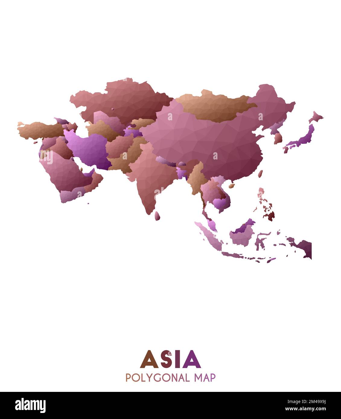 Asia Map. Actual low poly style continent map. Fancy vector ...