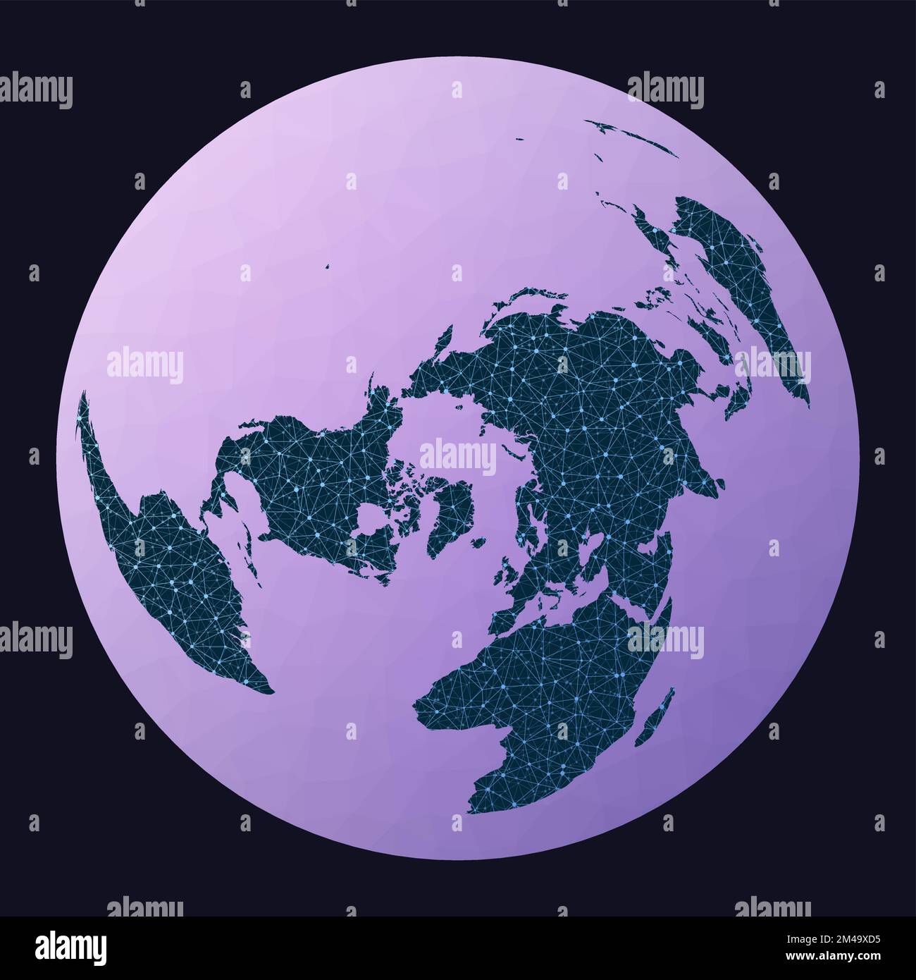 Global network. Wiechel projection. World network map. Wired globe in ...