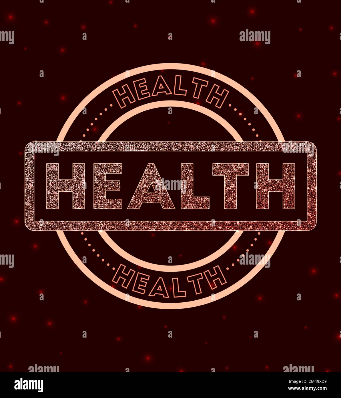 Health badge. Glowing geometric round health sign. Vector illustration ...