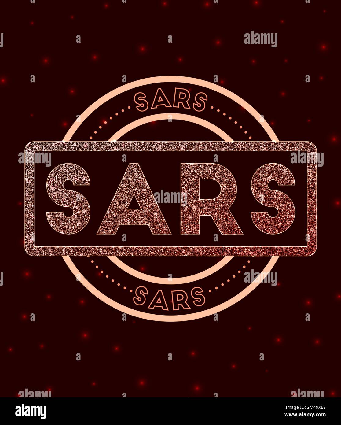 SARS badge. Glowing geometric round SARS sign. Vector illustration ...