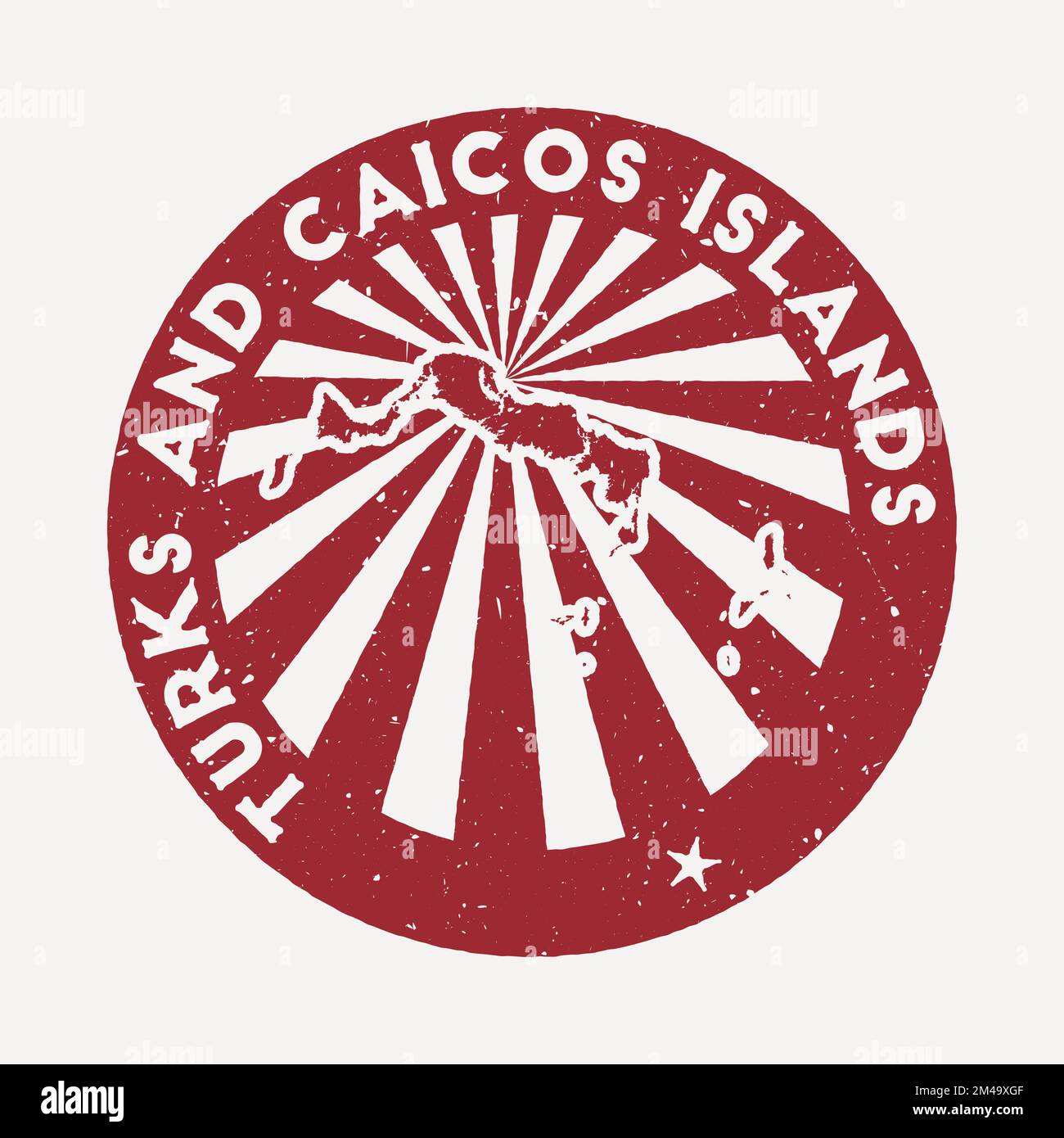Turks and Caicos Islands stamp. Travel red rubber stamp with the map of ...