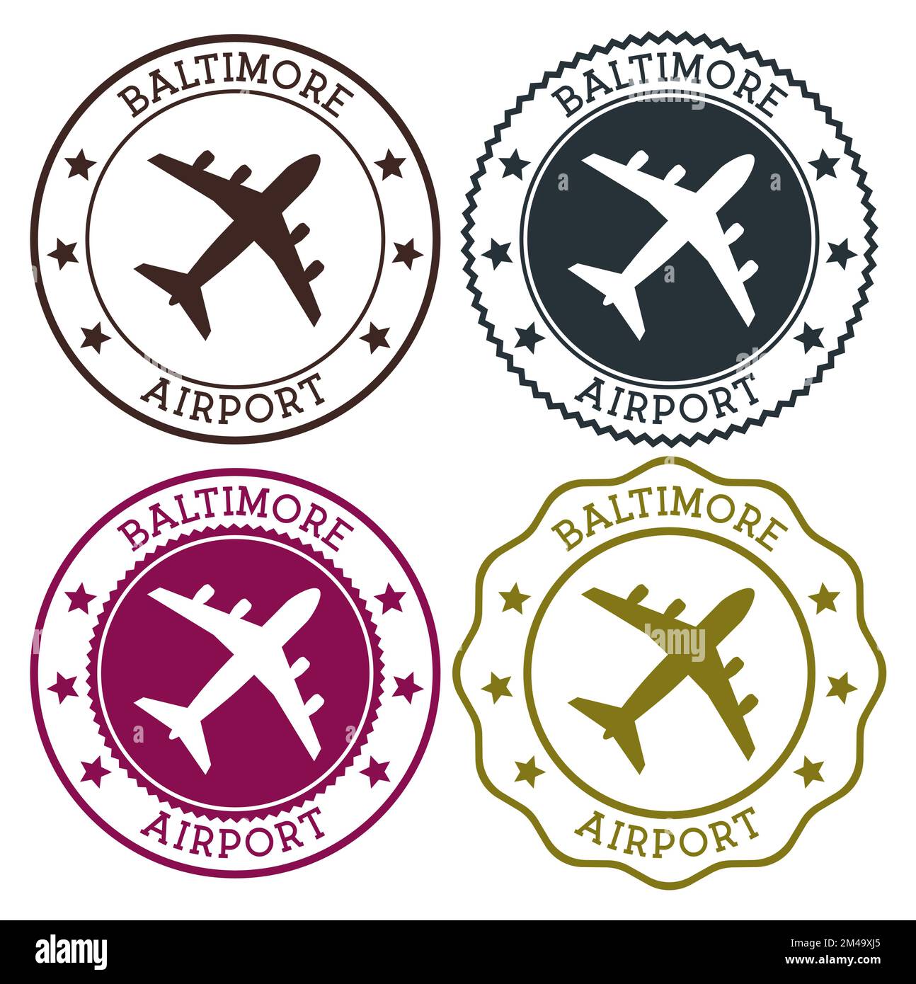 Baltimore Airport. Baltimore airport logo. Flat stamps in material ...