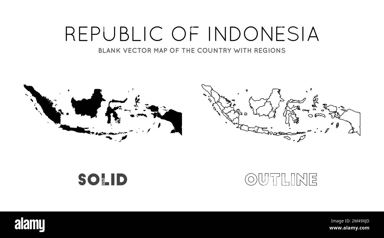 Indonesia map. Blank vector map of the country with regions. Borders of ...