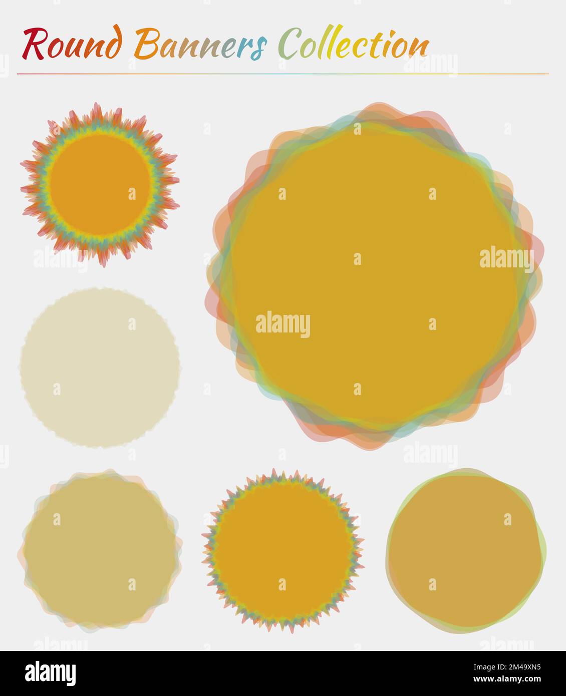 Colorful round banner. Circular backgrounds in bright contrast colors ...