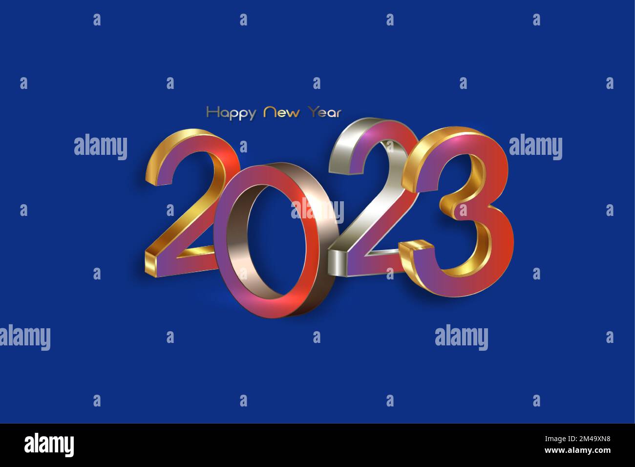 Colorful 2023 golden, bronze and silver bold letters. New Year 3D logo ...