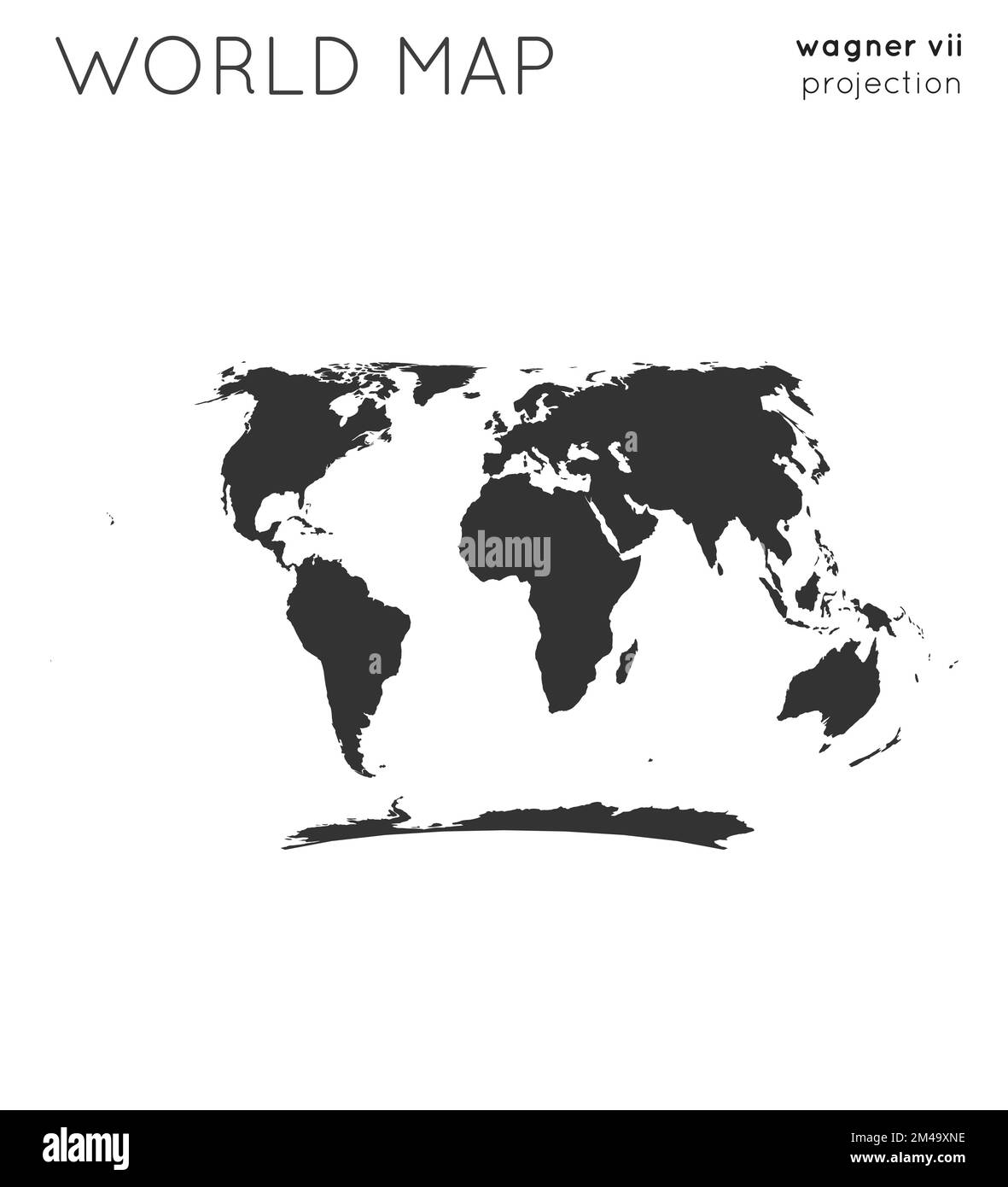 World Map Globe In Wagner Vii Projection Plain Style Modern Vector Illustration Stock Vector