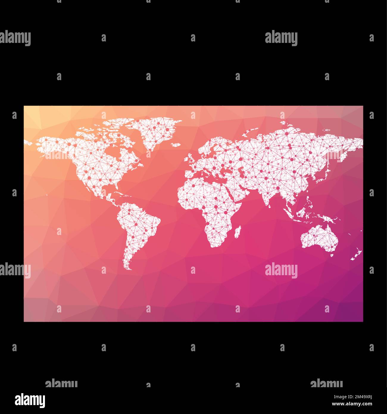World network map. Cylindrical stereographic projection. Wired globe in ...