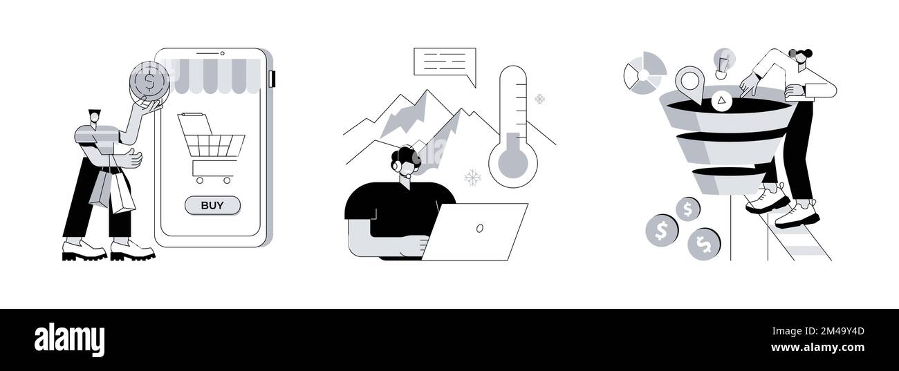 Sales management team abstract concept vector illustration set. Virtual ...