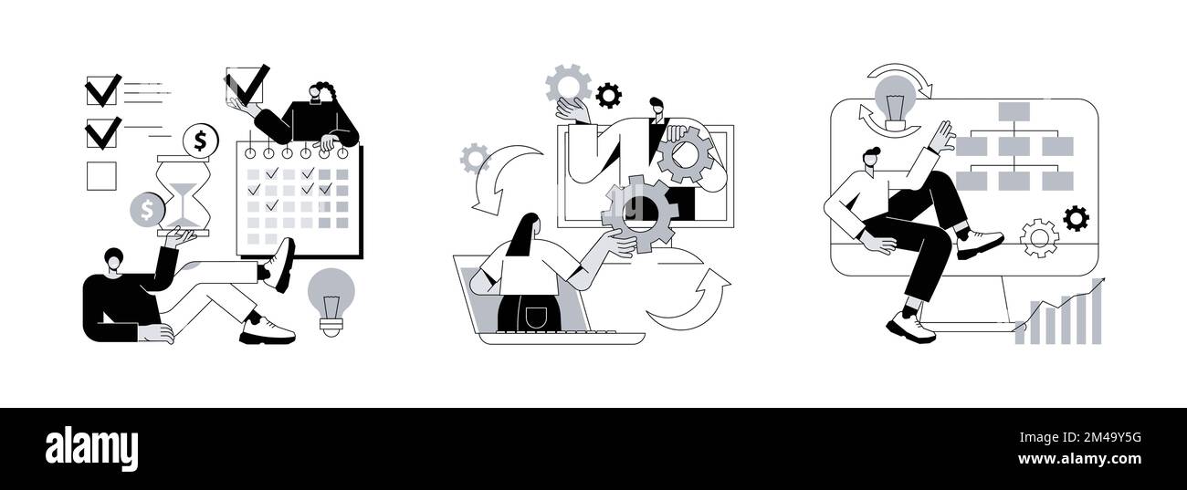 Business process abstract concept vector illustration set. Project ...