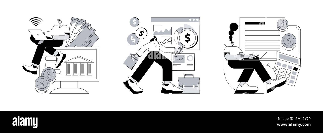 IT accounting system abstract concept vector illustration set. Open ...