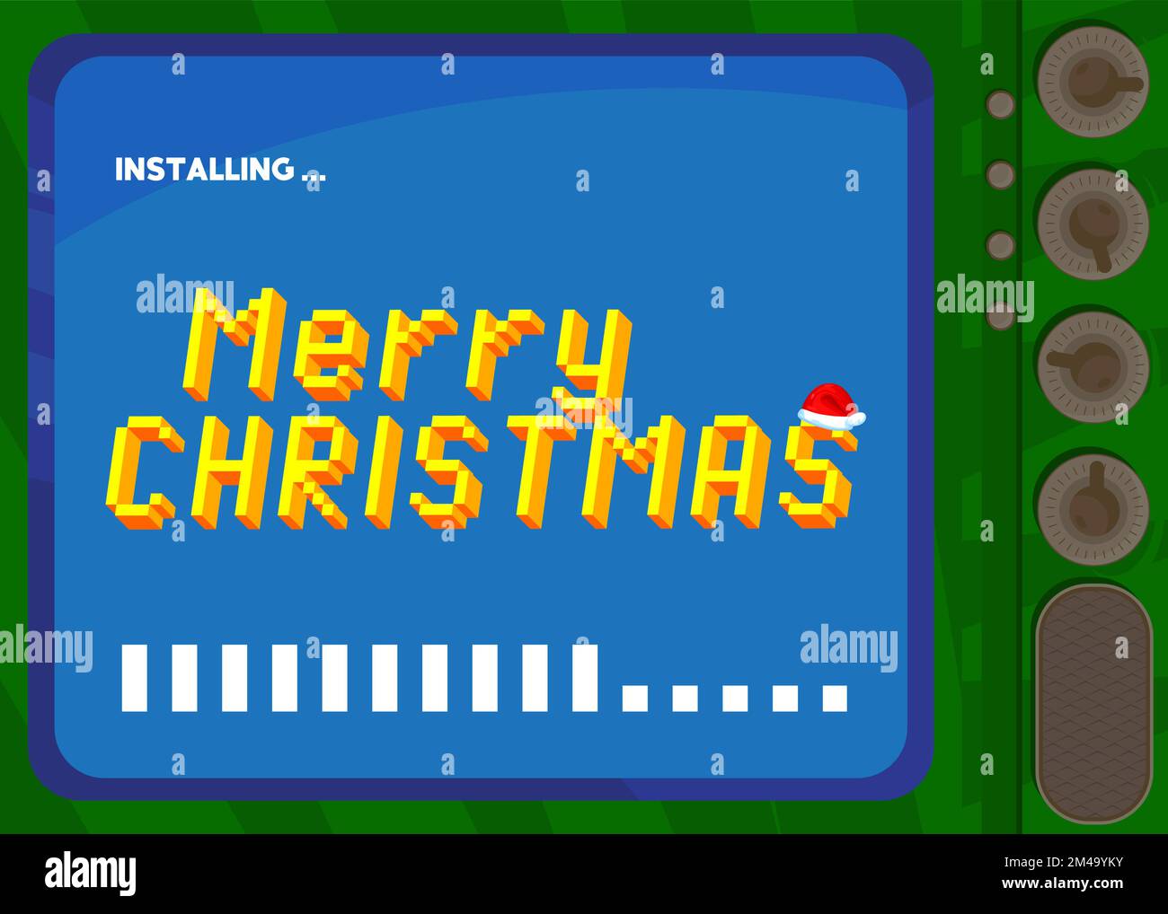 Cartoon Computer With the word Merry Christmas. Message of a screen ...