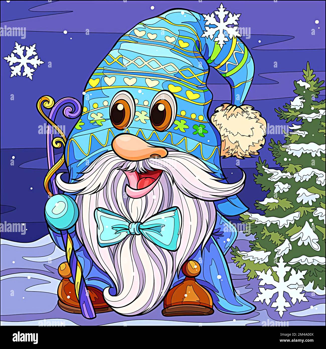 Merry Christmas, illustration of a gnome Stock Photo - Alamy